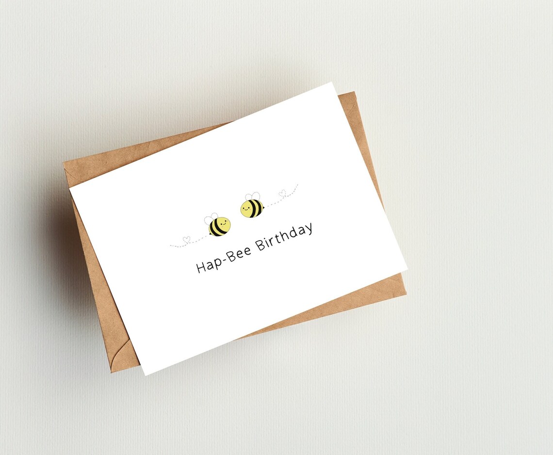 Bee Birthday Card Cute Bee Birthday Card Friend Birthday - Etsy