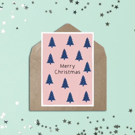 Christmas Tree Card Merry Christmas Christmas Trees Modern - Etsy