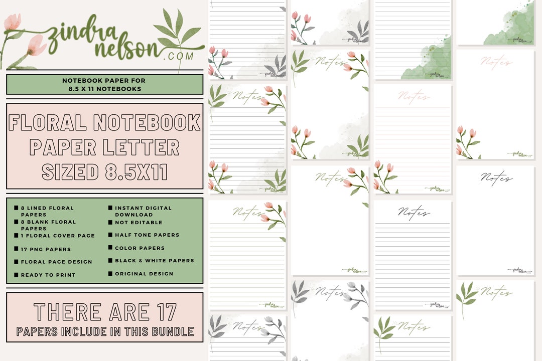 Printable Floral Watercolor Note Paper PNG Digital Download - Etsy