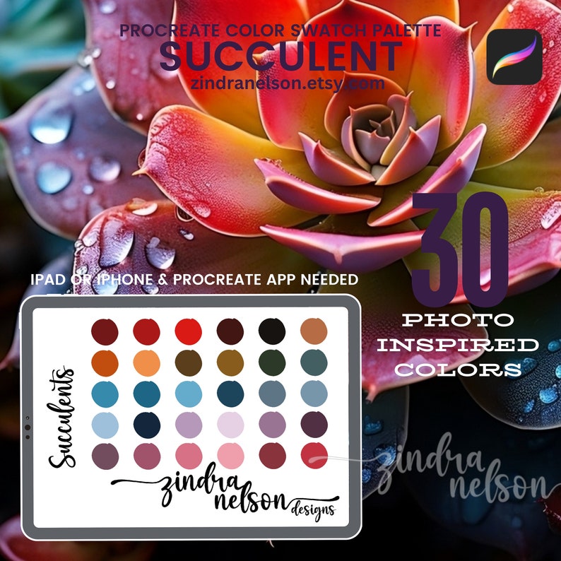 Procreate Color Palette Swatch Swatches Succulent Commercial Use Ipad Iphone Personal Use