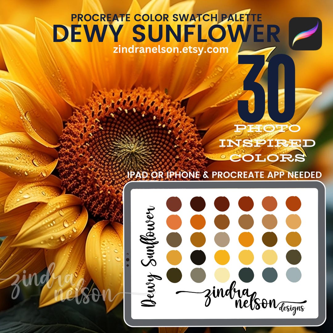 Procreate Color Palette Swatch Swatches Sunflowers Commercial Use Ipad