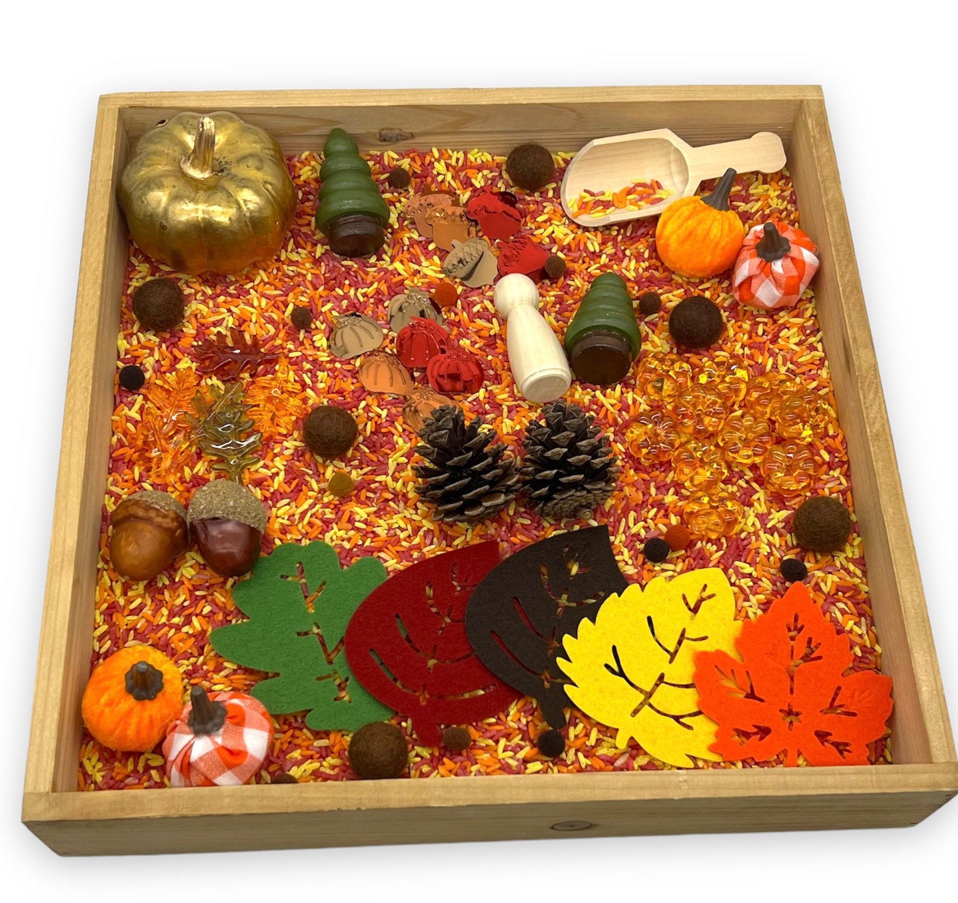 Fall Autumn Sensory Bin Kit, Montessori Activity, Wooden Toys, Waldorf ...