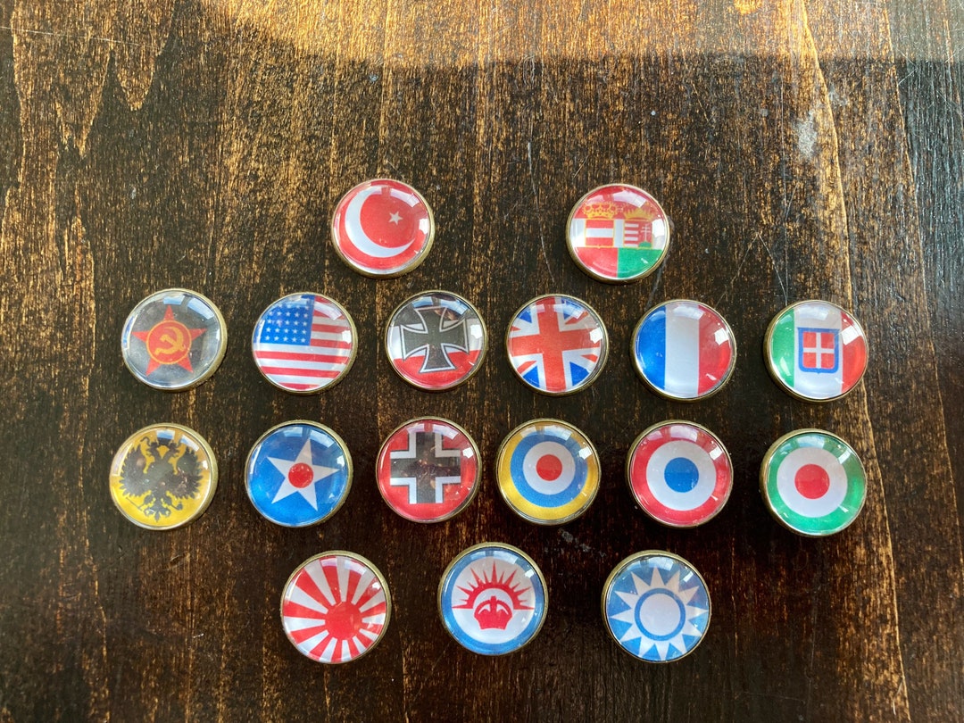 QTY 5x Glass and Antique Brass-style Cabochon Roundels for Axis and ...