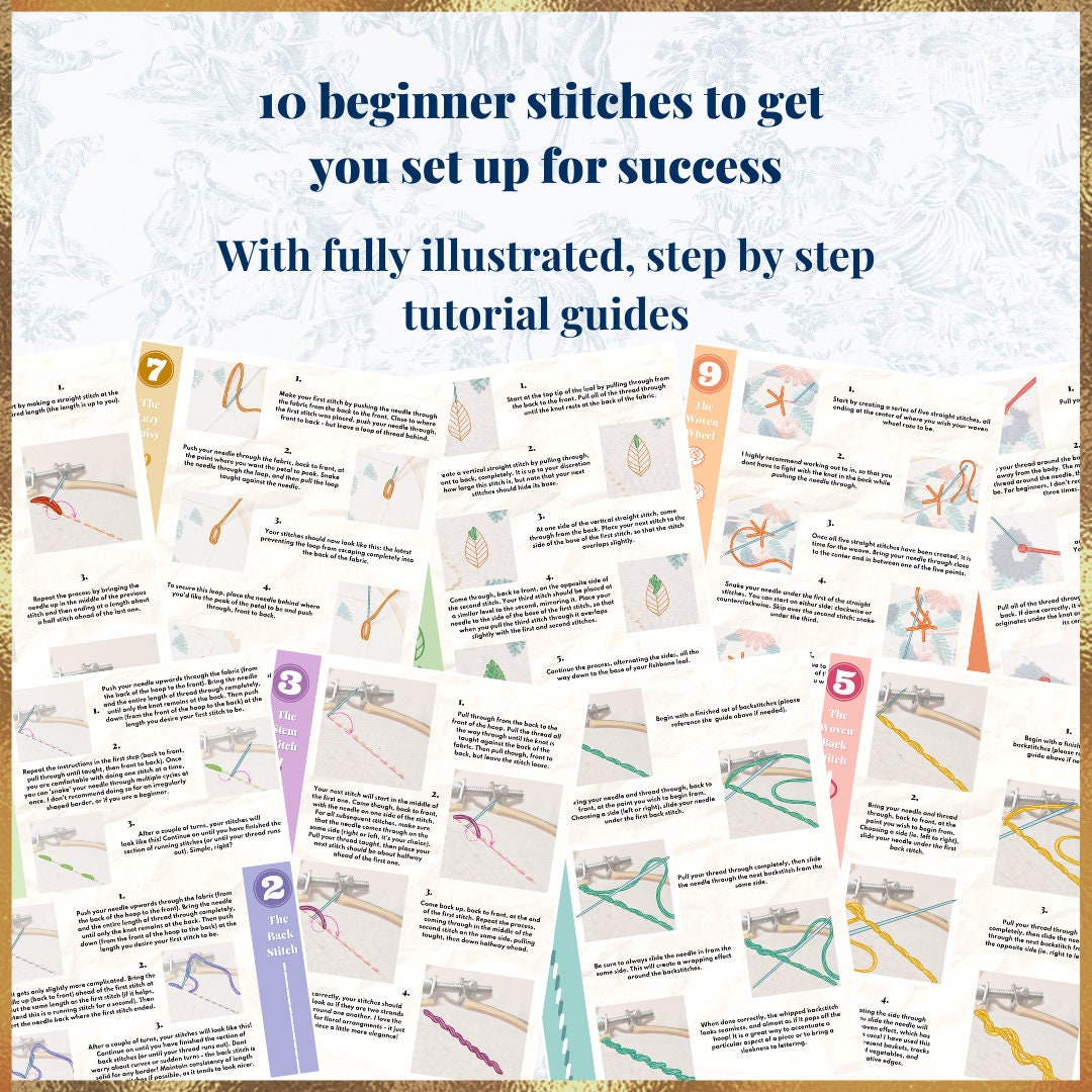 Embroidery for Beginners Step by Step Guide to Hand Stitching - Etsy