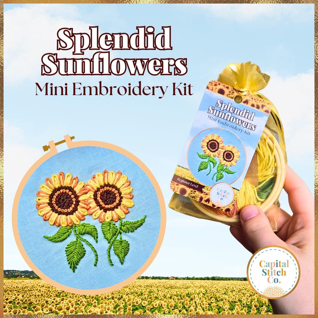Splendid Sunflowers Mini Embroidery Kit: DIY Summer Flower Gift for ...