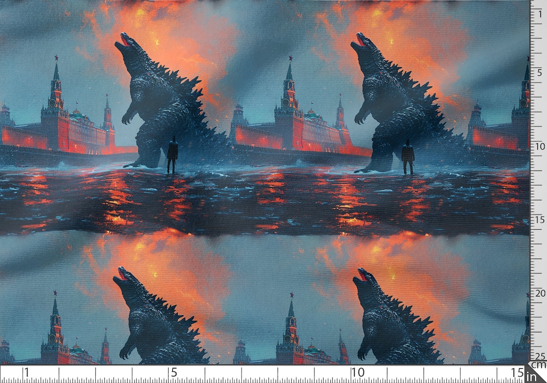 Godzilla Cotton Fabric 100%, High Quality Fabric Eco-prin Kaiju Cotton ...