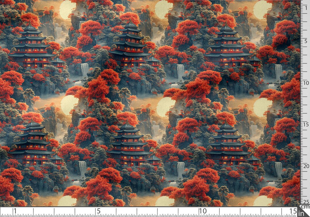 Japanese Temple Cotton Fabric 100%, High Quality Fabric Eco-print ...