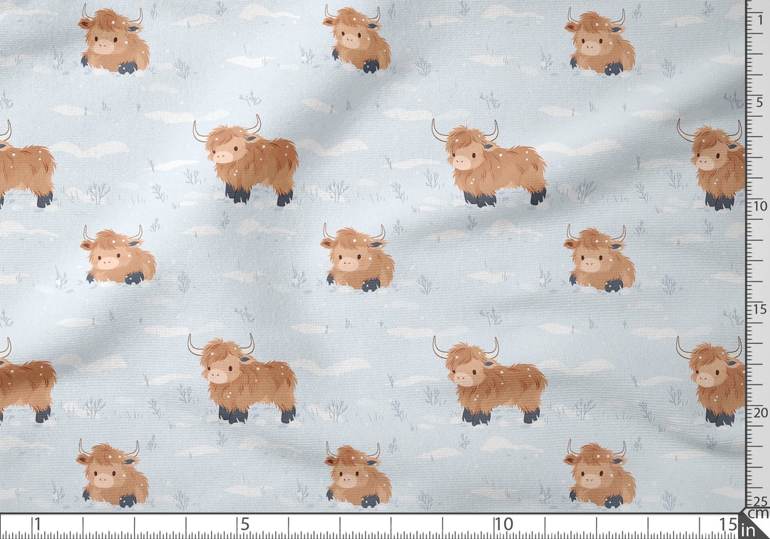 Cute Highland Cows Cotton Fabric 100%, High Quality Fabric Eco-print ...