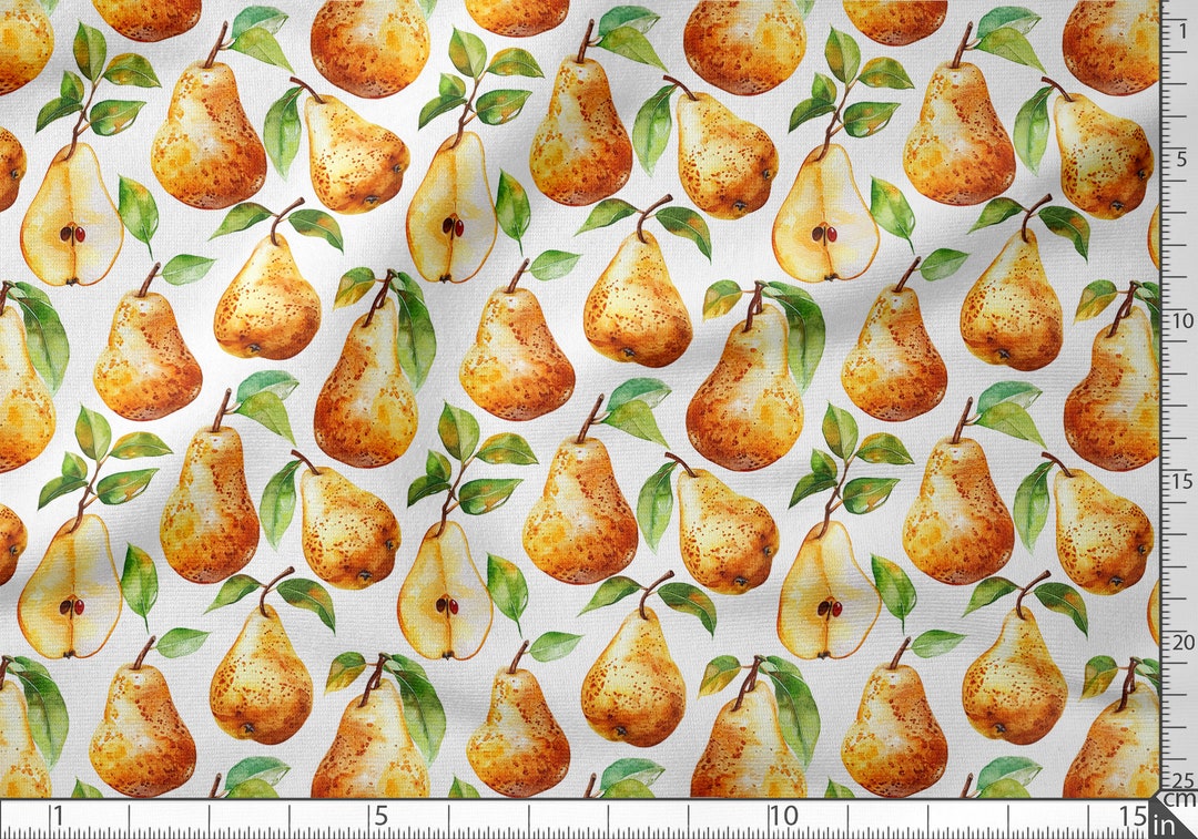 Pears Cotton Fabric 100%, High Quality Fabric Eco-print, Fruits Fabric ...