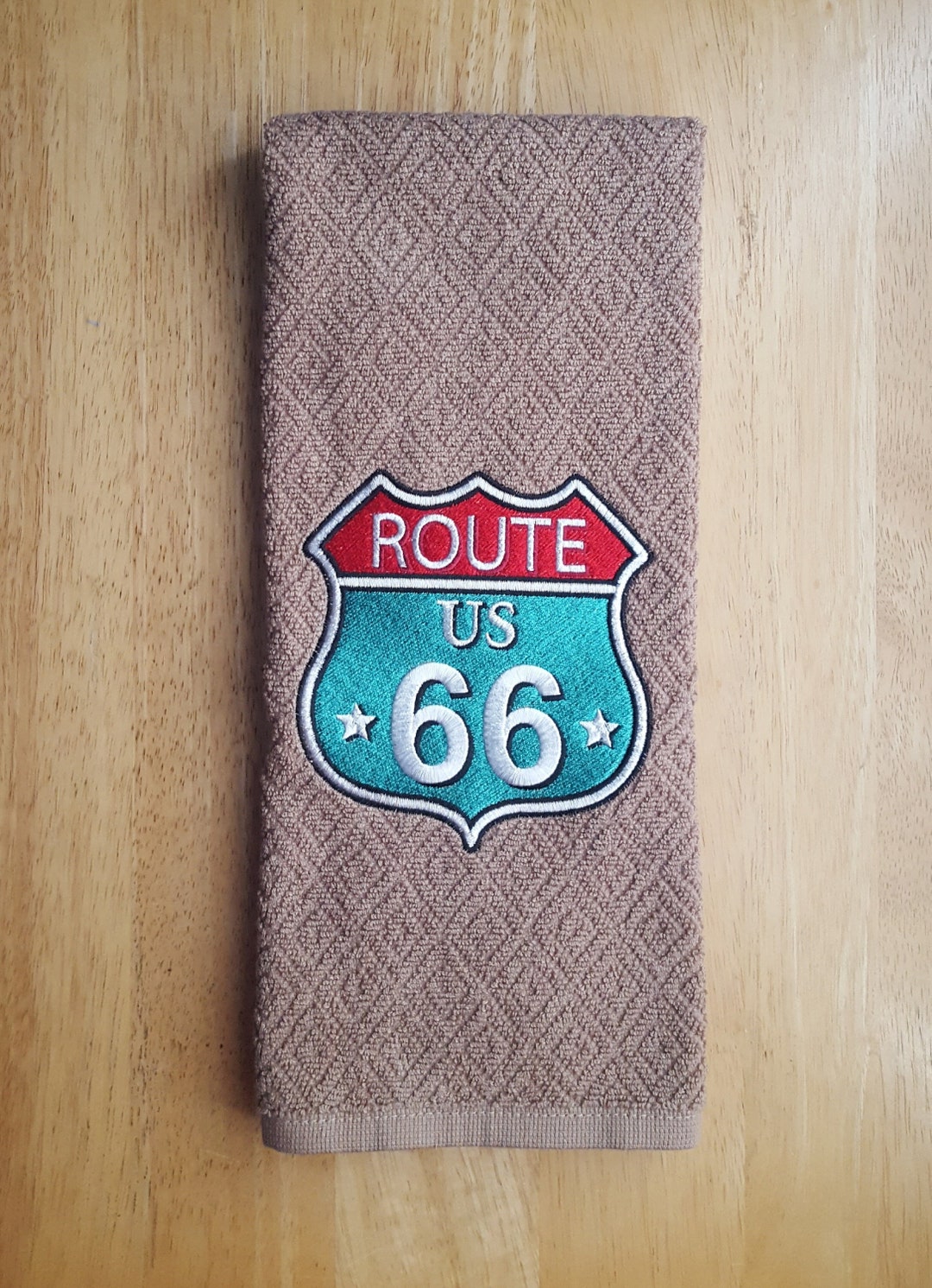 U.S. *route 66 Sign Embroidered Kitchen Hand Towel - Highway 66 ...