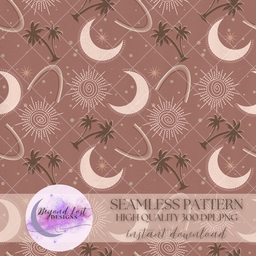 Mocha Mousse Desert Bohemian Seamless Pattern 300 DPI PNG Instant ...