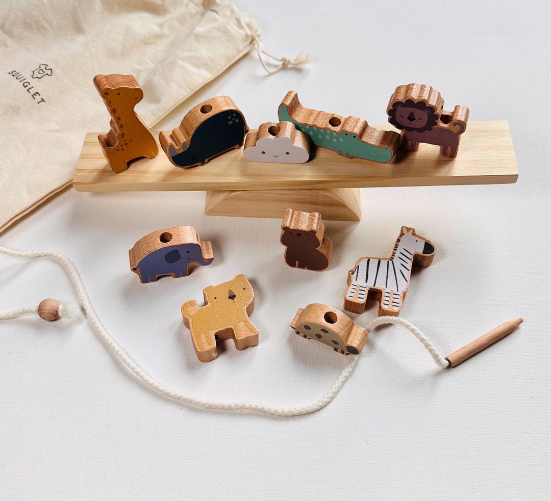 Squiglets New Montessori Wooden Animal Set - Etsy
