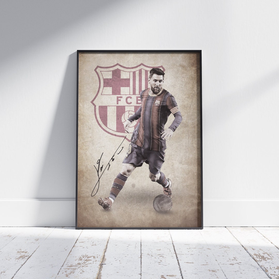 Lionel Messi - Retro Memorablia With Signature | Poster or Framed - Etsy