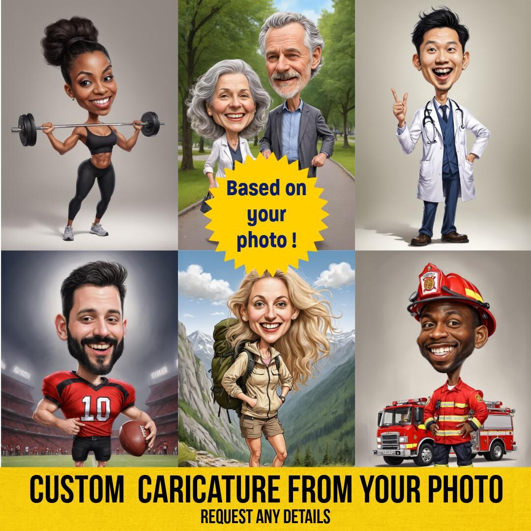 Personalized Custom Caricature Drawing From Your Photo, Custom Cartoon ...