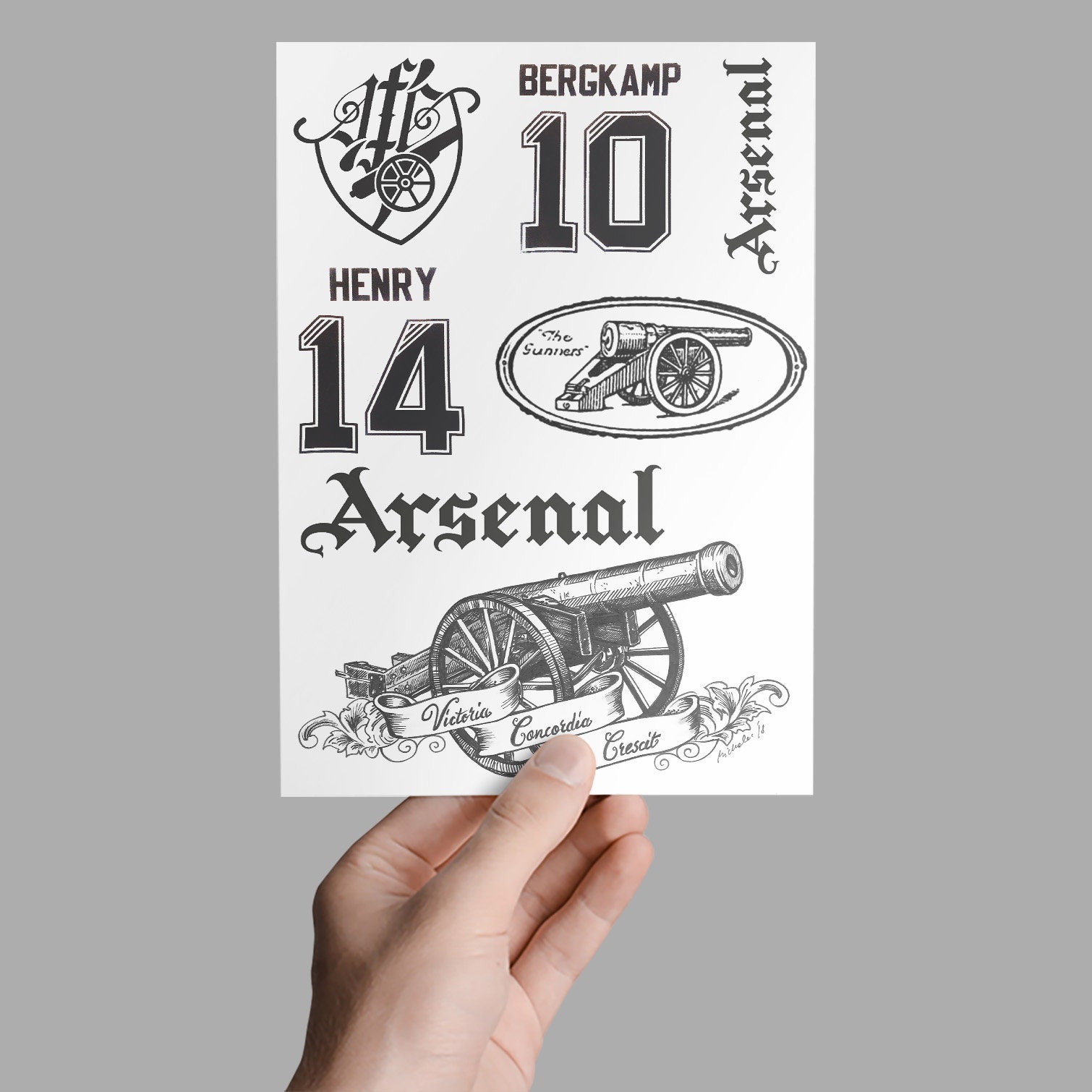 Arsenal London Temporary Tattoos, A5 Sheet - Etsy