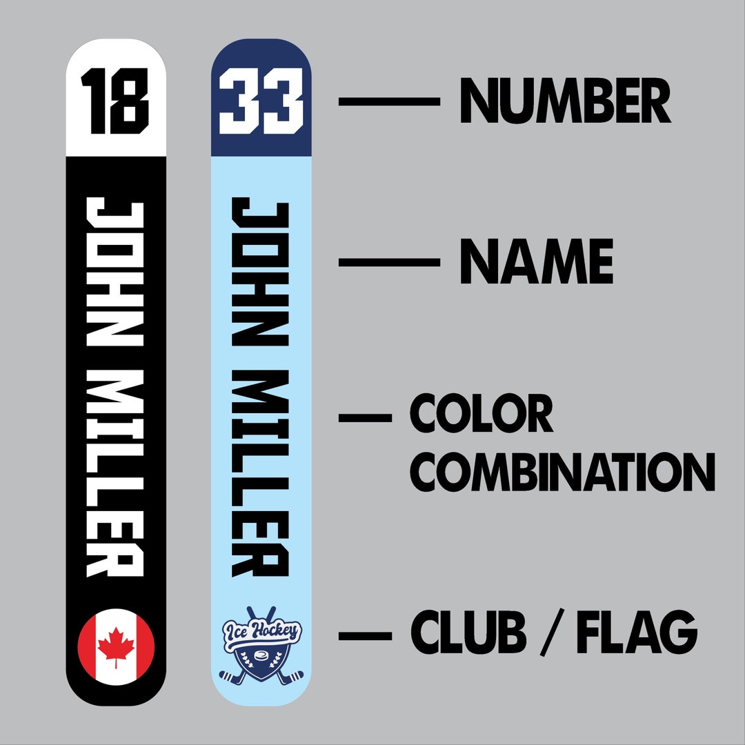 2x Pieces of Ice Hockey or Lacrosse Stick Tags With Your Name, Team ...