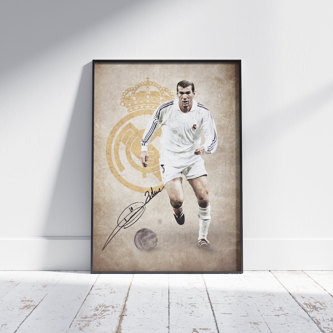 Zinedine Zidane - Retro Memorablia With Signature | Poster or Framed - Etsy
