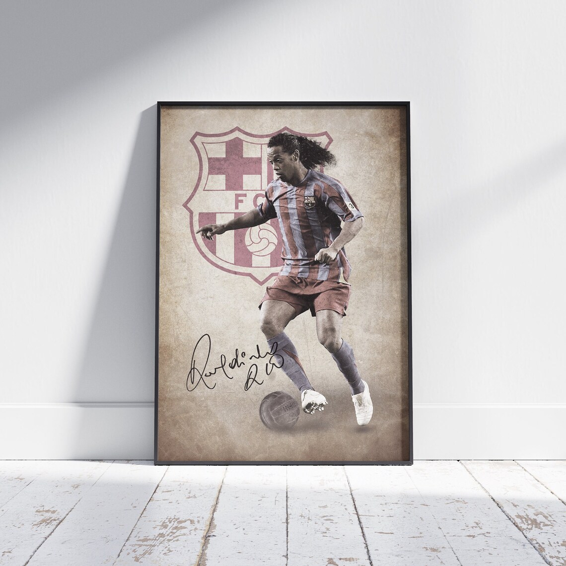 Ronaldinho - Retro Memorablia With Signature | Poster or Framed - Etsy