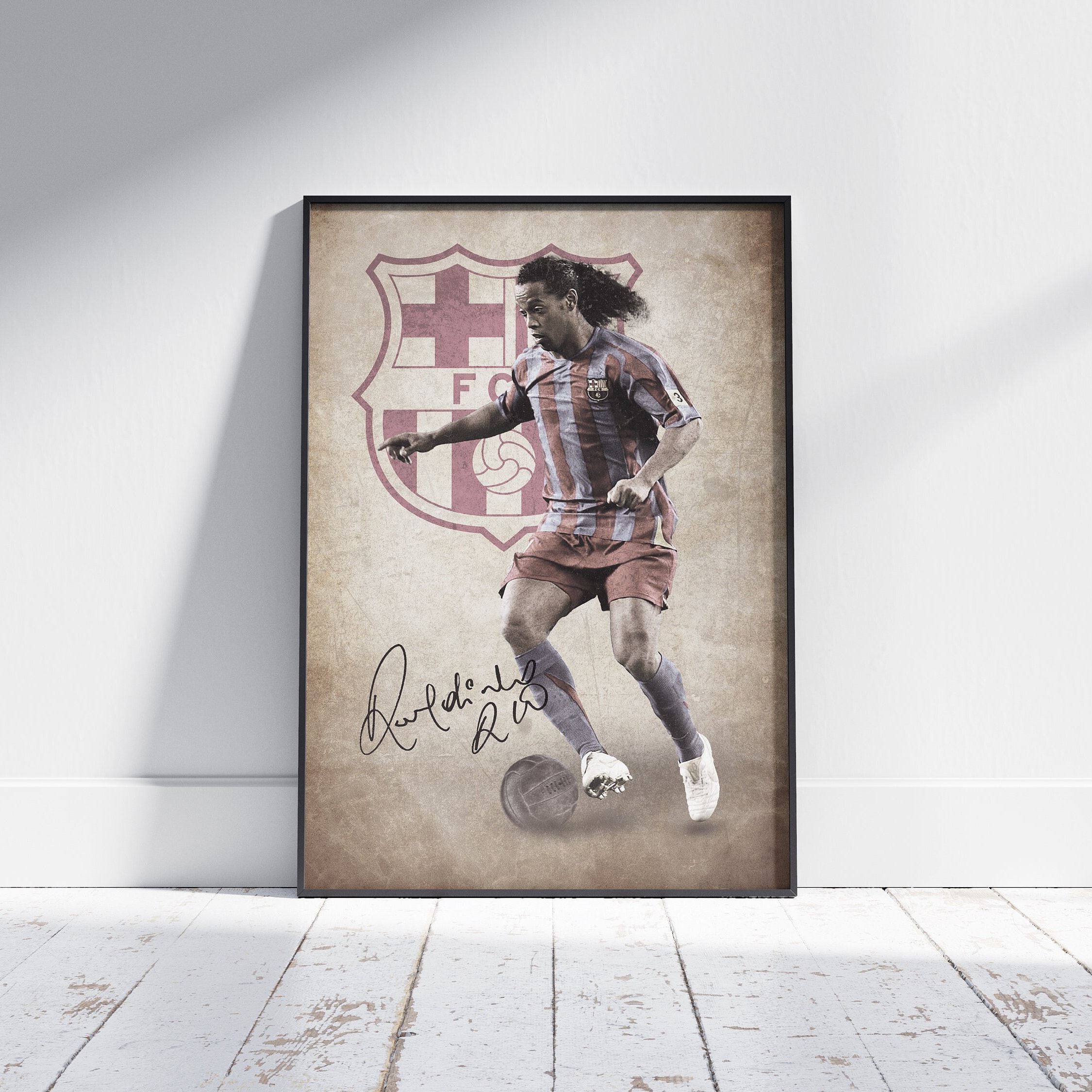 Ronaldinho - Retro Memorablia With Signature | Poster or Framed - Etsy
