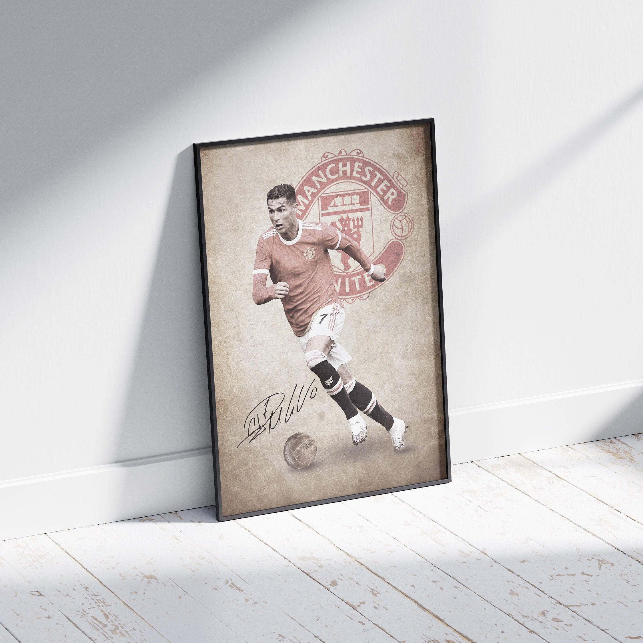 Cristiano Ronaldo Retro Memorablia With Signature Poster or Framed - Etsy