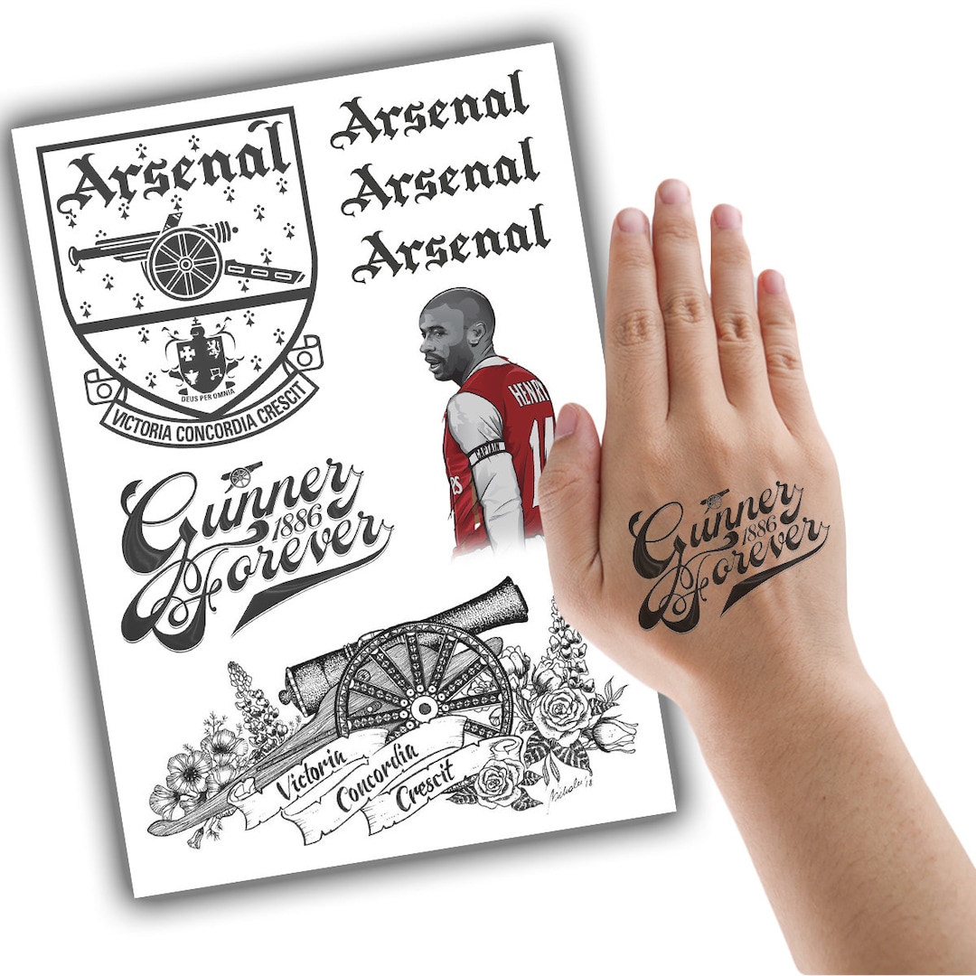 Arsenal London Temporary Tattoos 2, A5 Sheet - Etsy