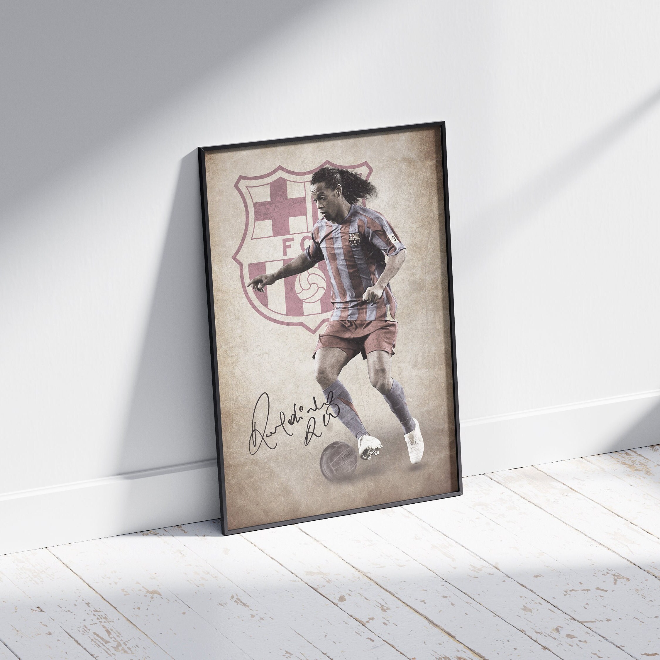 Ronaldinho - Retro Memorablia With Signature | Poster or Framed - Etsy