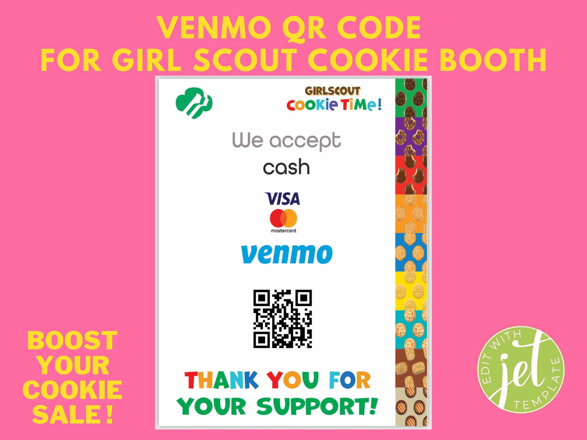 Girl Scout Cookie Booth Payment Sign - Venmo, QR Sign - Etsy