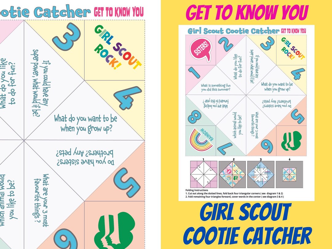 Girl Scout Cootie Catcher get to Know You, Fortune Teller, Game, Now ...