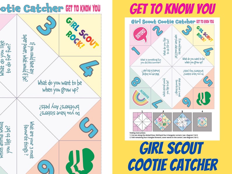 Girl Scout Cootie Catcher get to Know You Fortune - Etsy