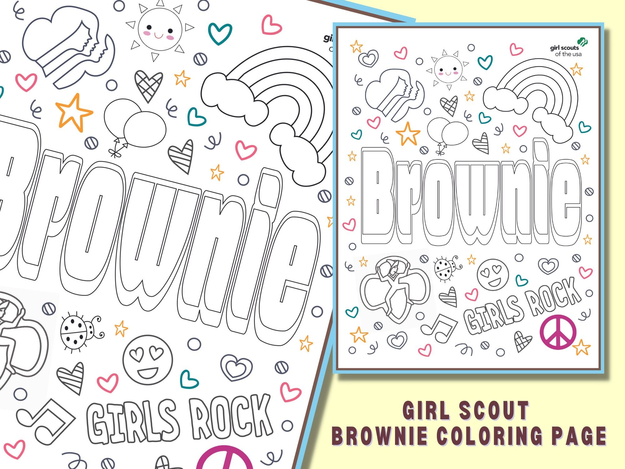 Girl Scout Brownie Girl Scout Coloring Instant Download Etsy