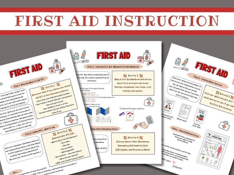 First Aid & Emergency Preparedness Printable, First Aid Handbook, Girl ...