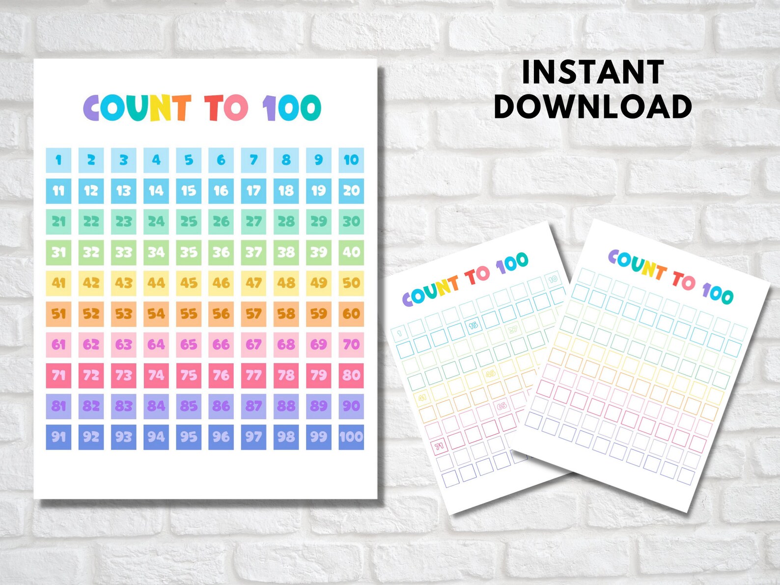 100 Chart Poster and Blank Pages for Practicing Numbers - Hundred Chart ...