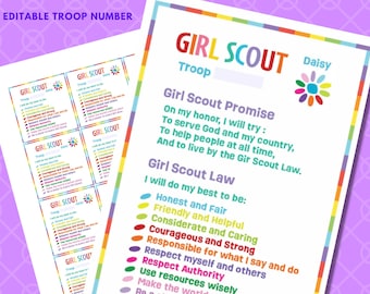 Girl Scout Promise and Law Bookmark Printable 2 Sizes | Etsy