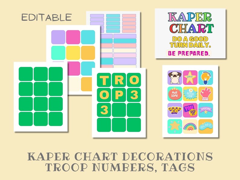 Editable Girl Scout Kaper Chart Juniors Troop Leader - Etsy