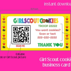 Girl Scout Cookie Business Card With QR Code, or Girl Scout Picture ...