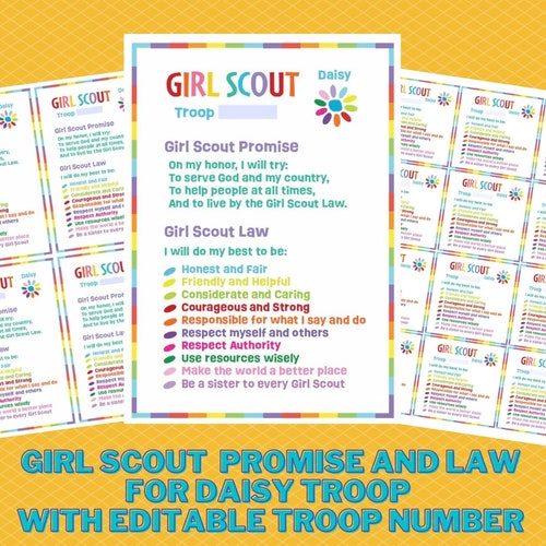 Girl Scout Promise and Law Bookmark Printable 2 Sizes - Etsy
