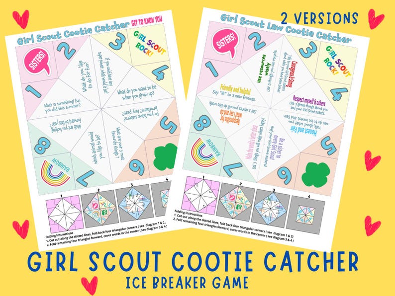 Girl Scout Cootie Catcher "get to Know You", Fortune Teller, Game, 2 ...
