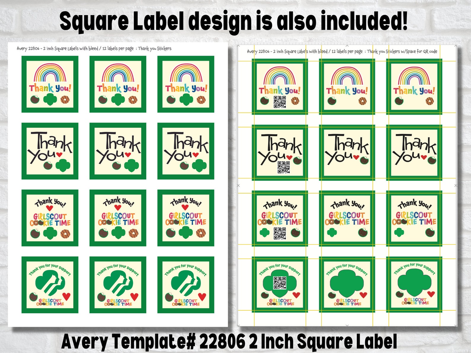 Girl Scout Cookie Thank You Stickers/tag, Instant Download, Editable QR ...