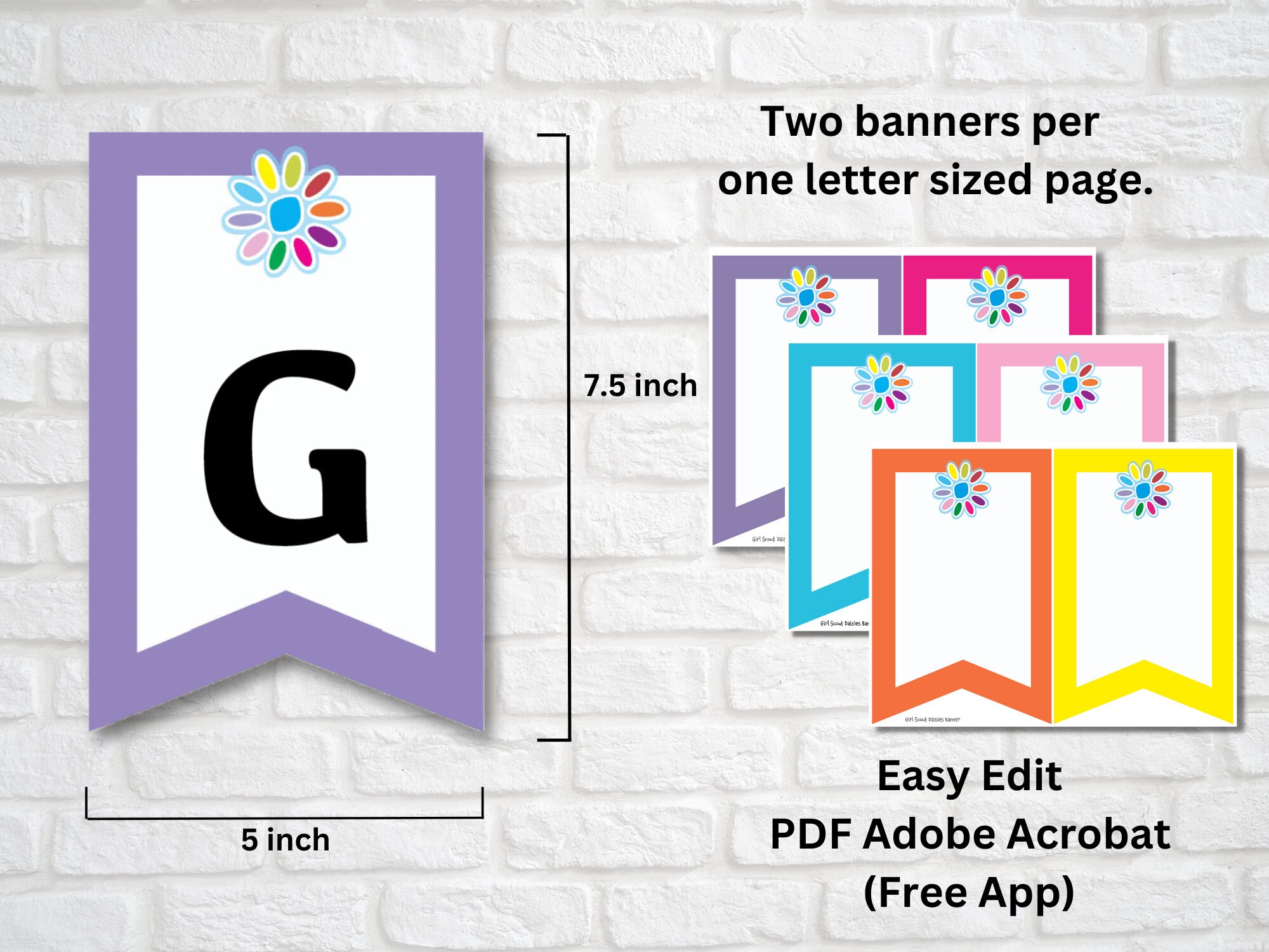 Girlscout Daisy Party Decoration Set - Editable PDF, Name/menu Tag ...