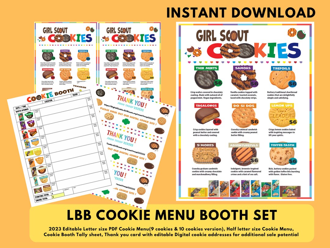 LBB paquete Girl Scout Cookie Booth galletas LBB 2023 menú - Etsy México