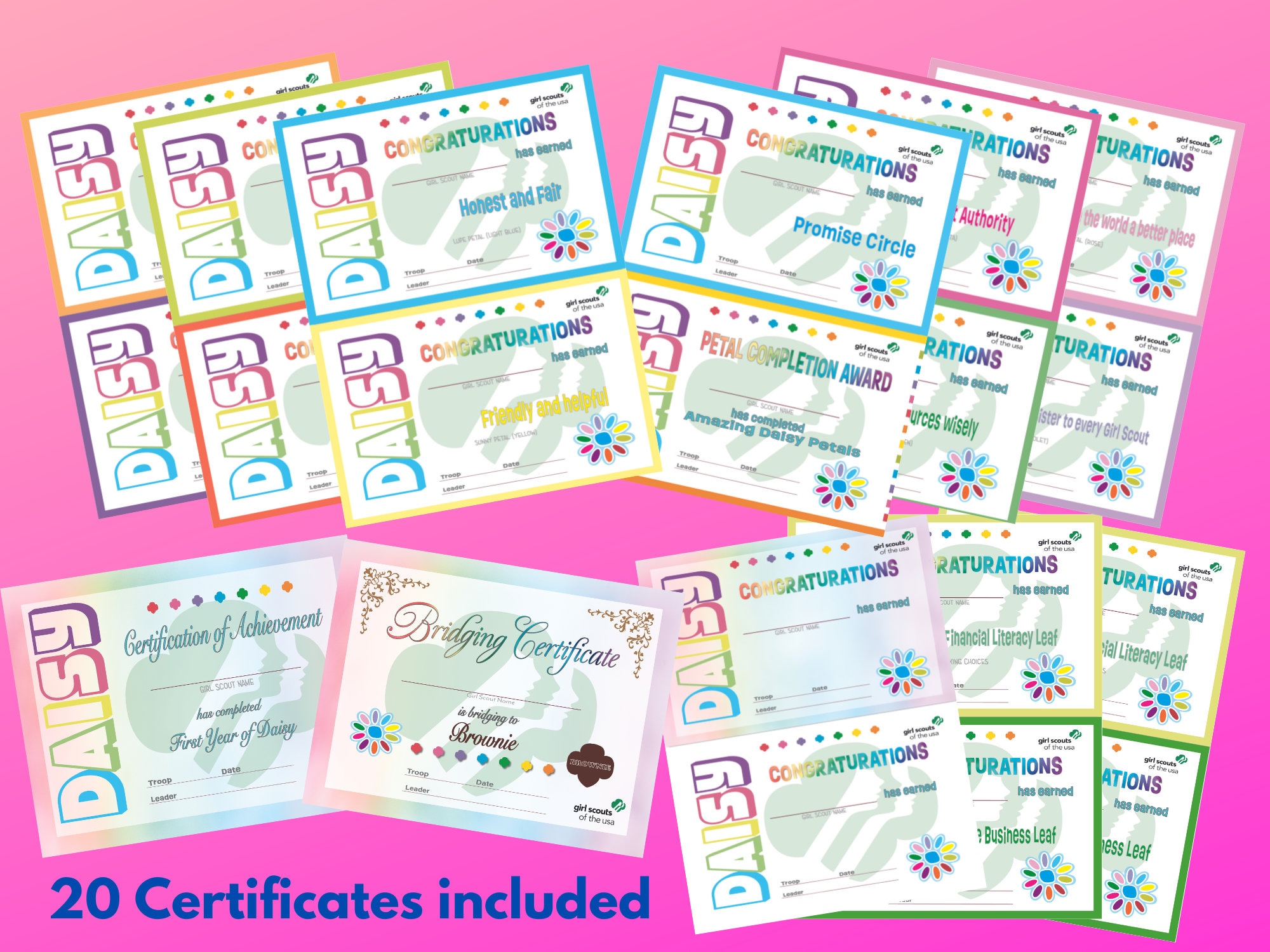 Girl Scout Daisy Petal Certificate