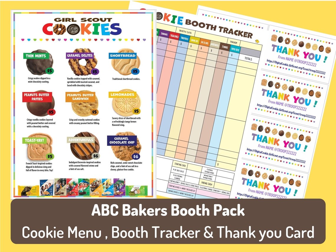 ABC, Girl Scout Cookie Booth Pack, 2024 ABC Cookies, Editable Cookie ...