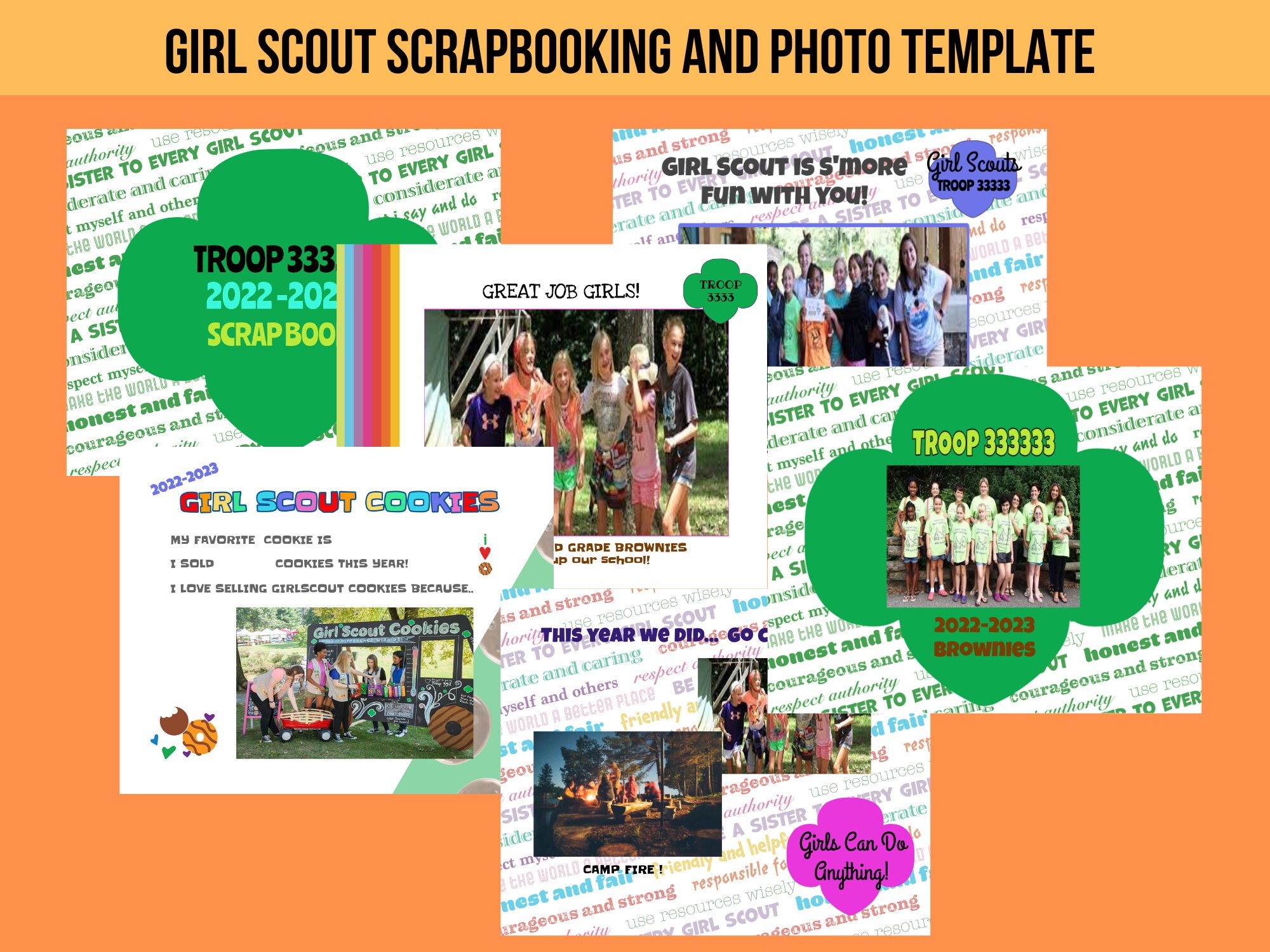 Girl Scout Scrapbooking, Picture Book Template, Photo Frame, Memory ...