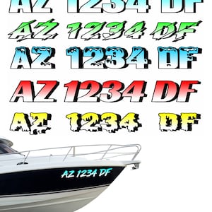 2 Pack! Boat Registration Numbers CUSTOM Personalized State WATERPROOF ...