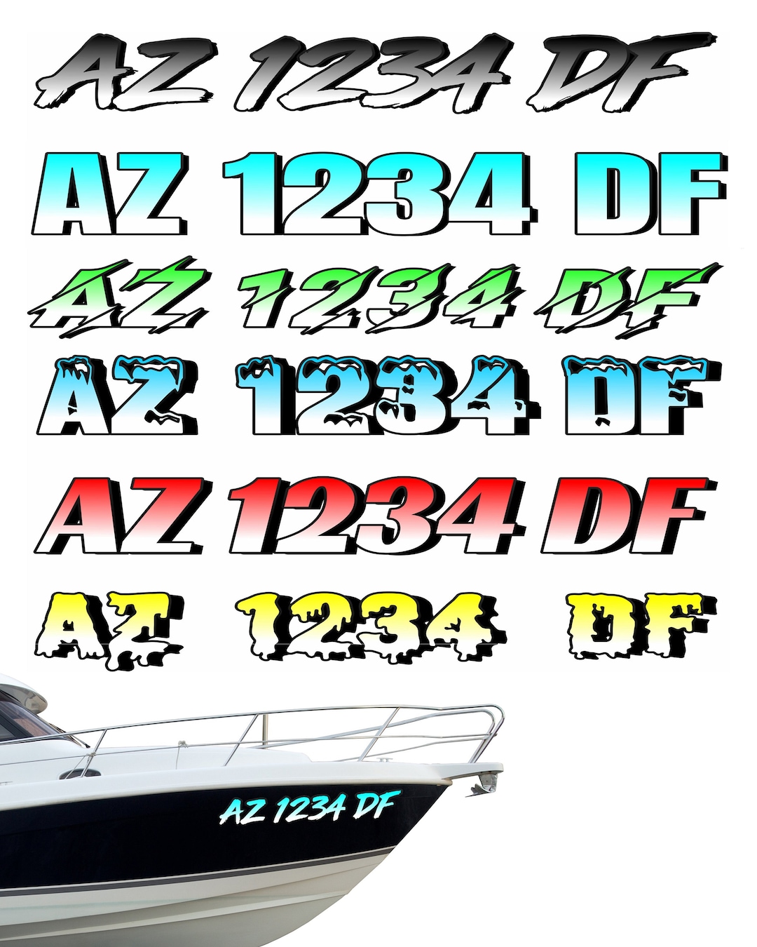 2 Pack! Boat Registration Numbers CUSTOM Personalized State WATERPROOF ...