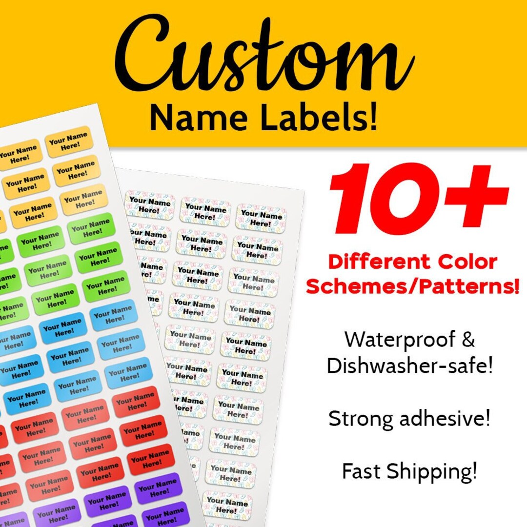 CUSTOM Cute Name Stickers! - Waterproof & Dishwasher-safe! - 60 Labels ...