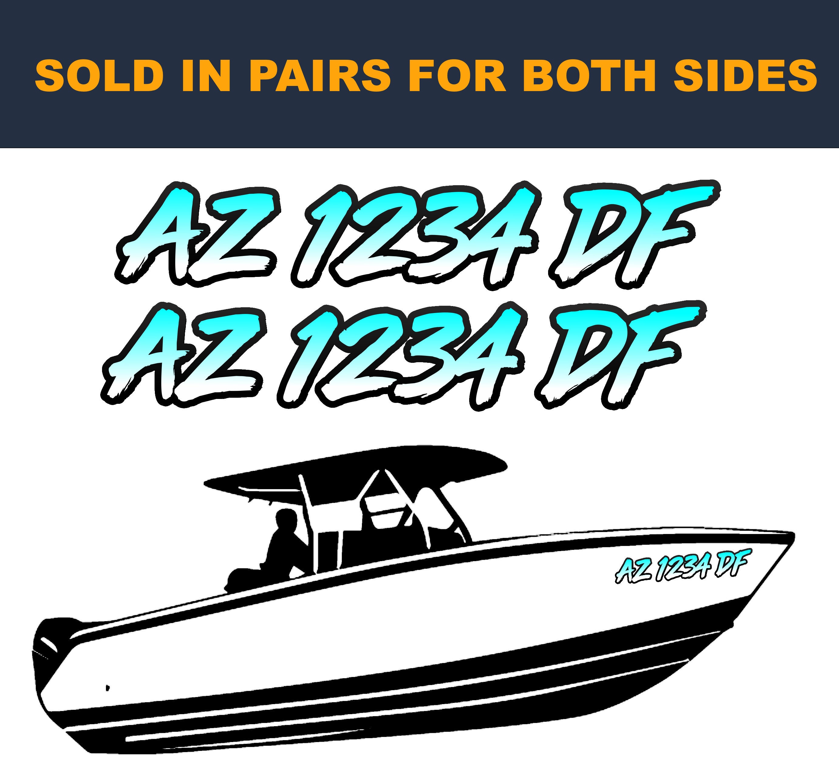 2 Pack! Boat Registration Numbers CUSTOM Personalized State WATERPROOF ...