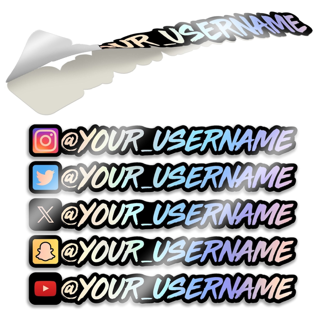 CUSTOM Holographic Social Media Decal Sticker - Username, Brand, Social ...