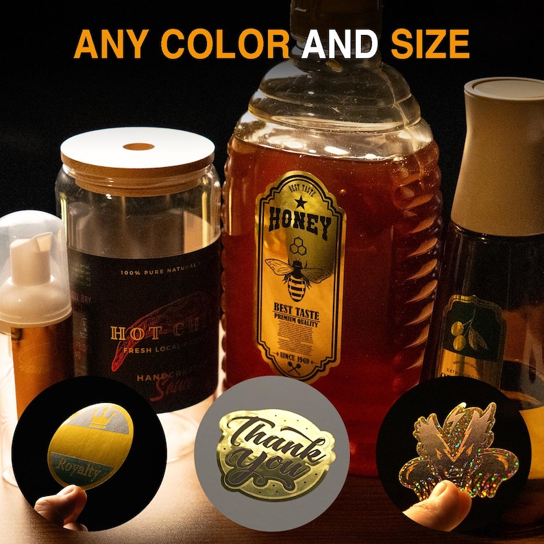 Custom Gold Mirror Sticker Labels - Design Your Own Waterproof Vinyl ...