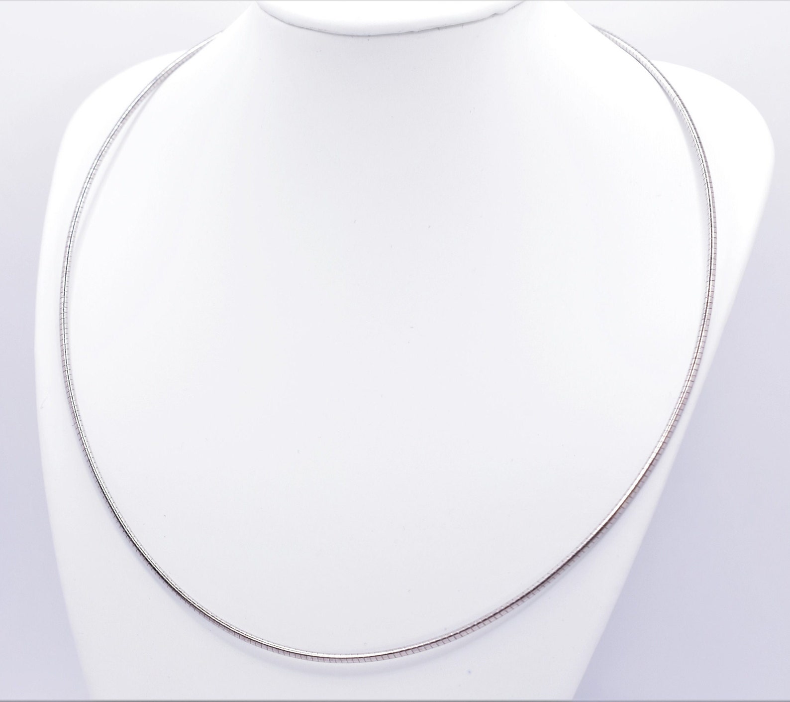 TRENDY NECKLACE, SILVER Omega Necklace, Solid 1.5mm Round Omega ...